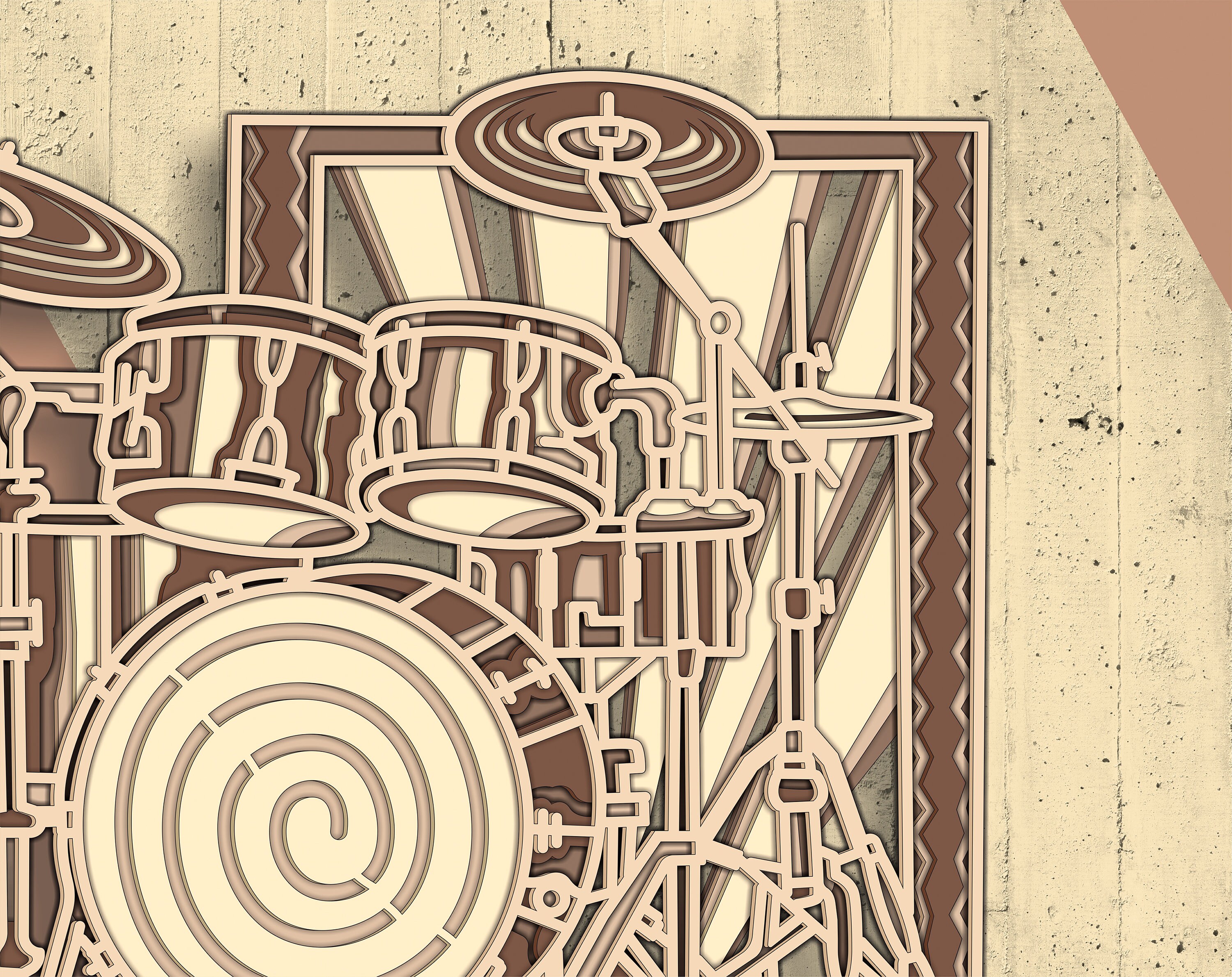 Drums 3D Layered SVG File / Mandala Laser Cut File / Gift for Music ...