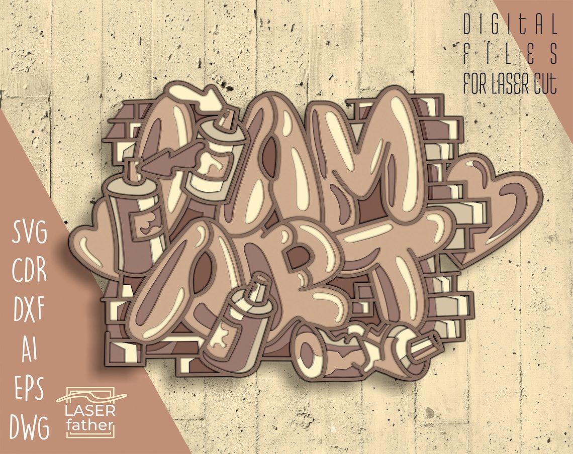3D Graffiti Layered SVG File / Laser Cut File / Mandala Craft Gift ...
