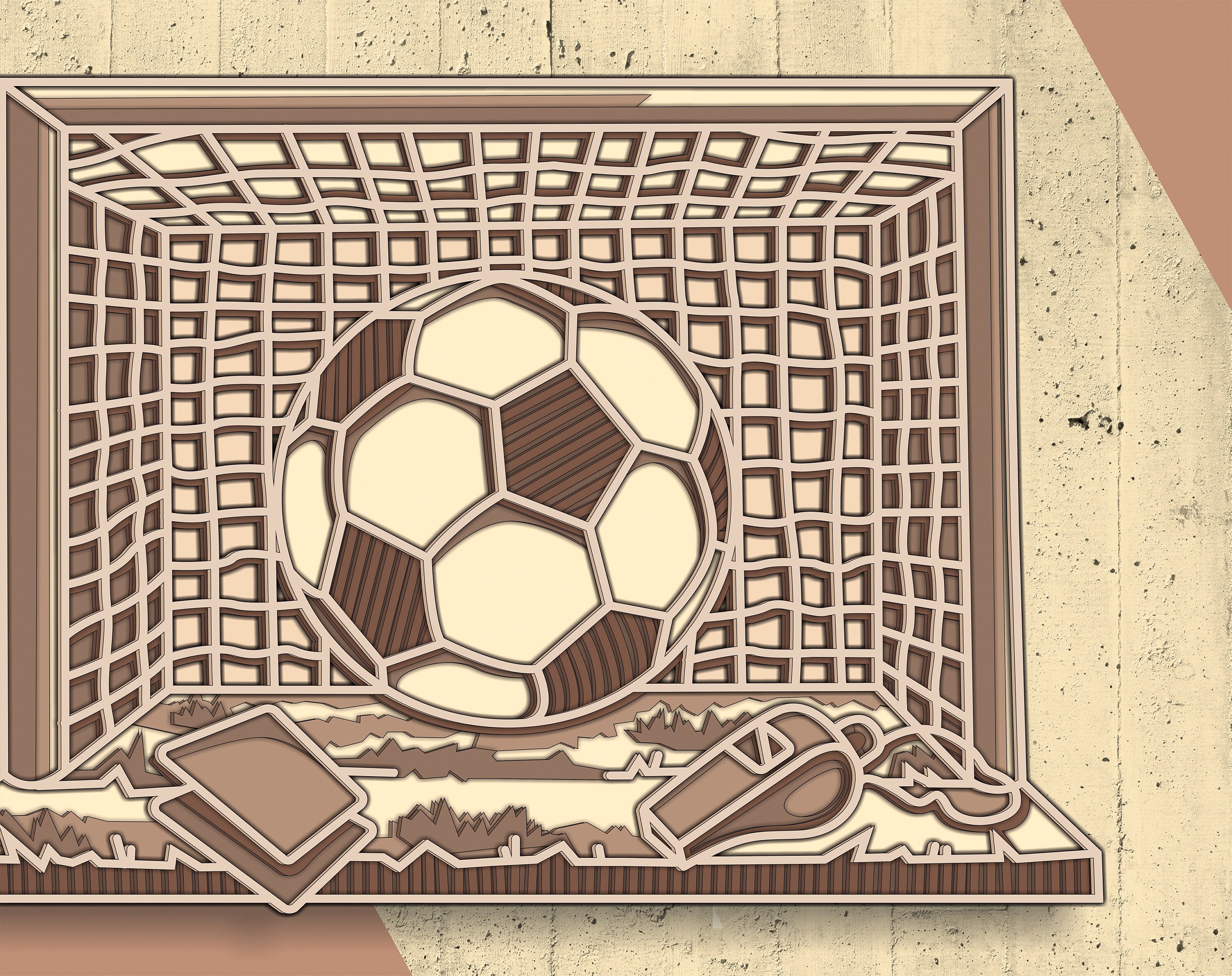 3D Football SVG Multilayer Laser Cut File / Football SVG / Digital ...