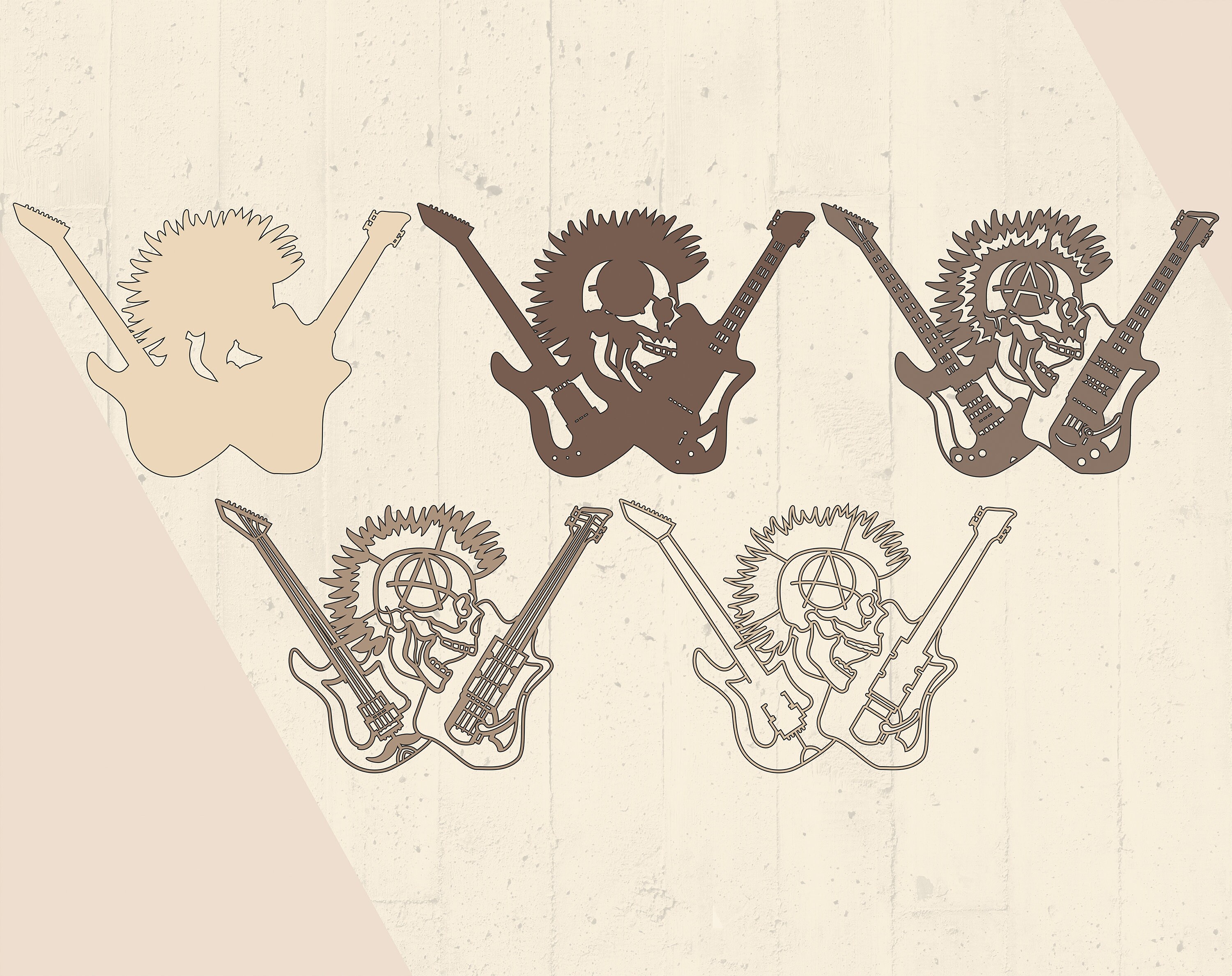 Punk Rock Guitar 3D Layered SVG File / Laser Cut File / Punk Rock Music ...