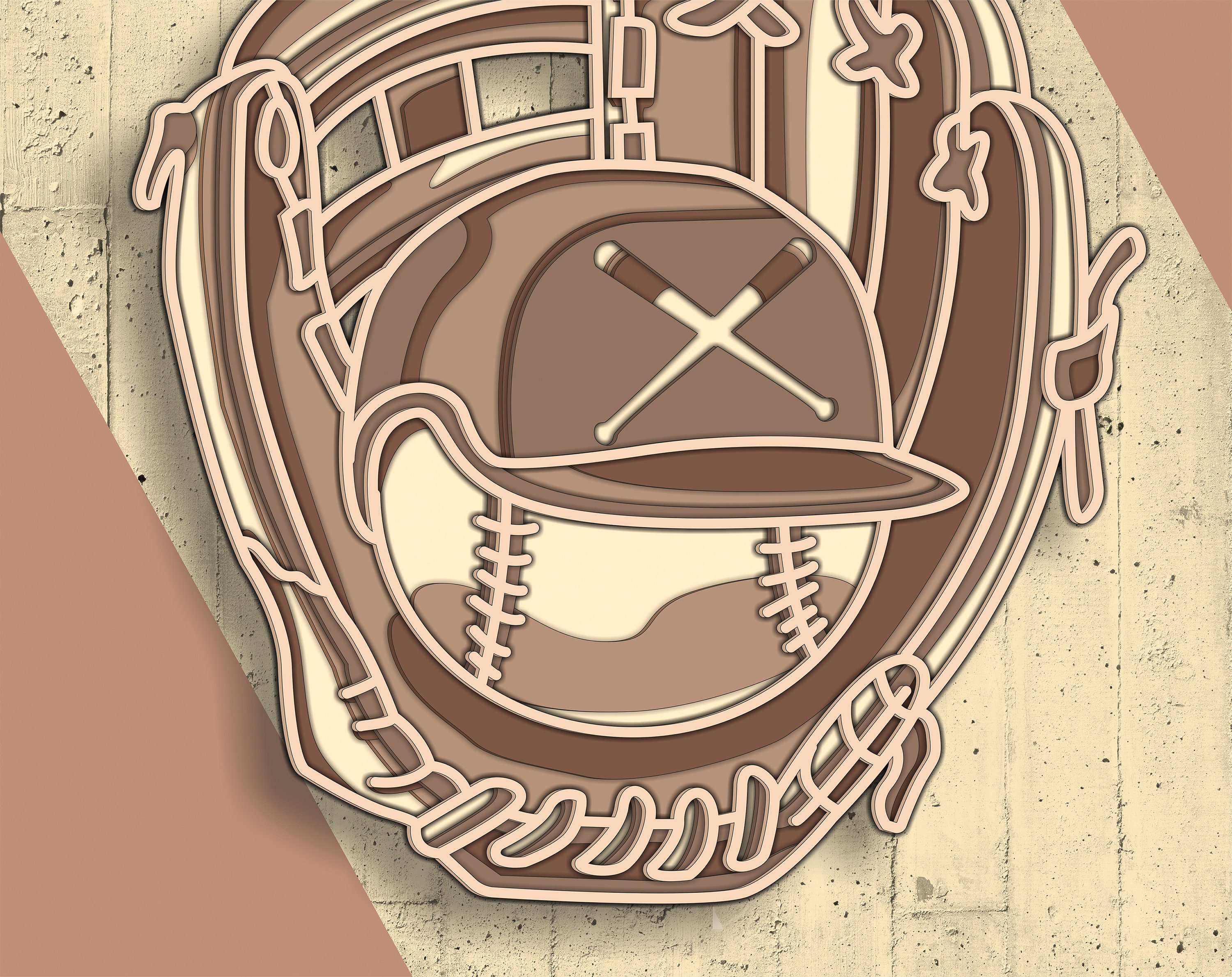 3D Baseball SVG Multilayer File / Mandala Laser Cut File / Baseball SVG ...