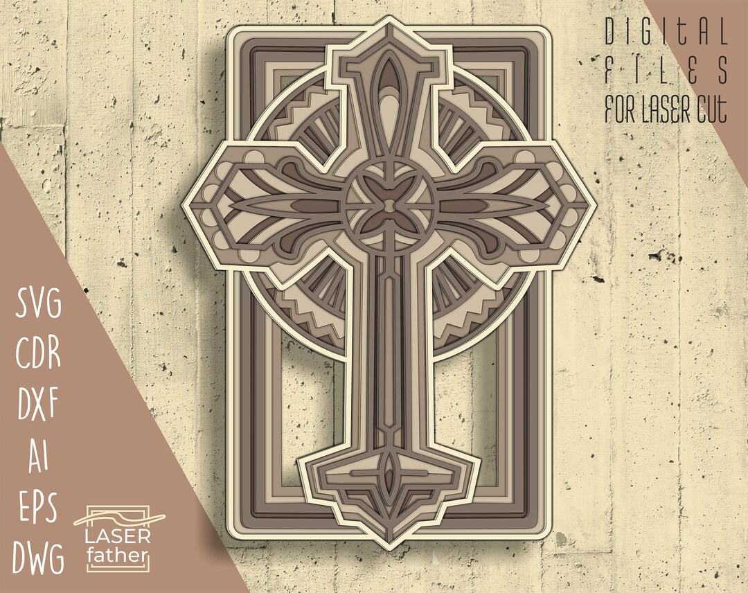 Cross 3D Multilayer SVG File / Mandala Laser Cut File / Craft Gift ...