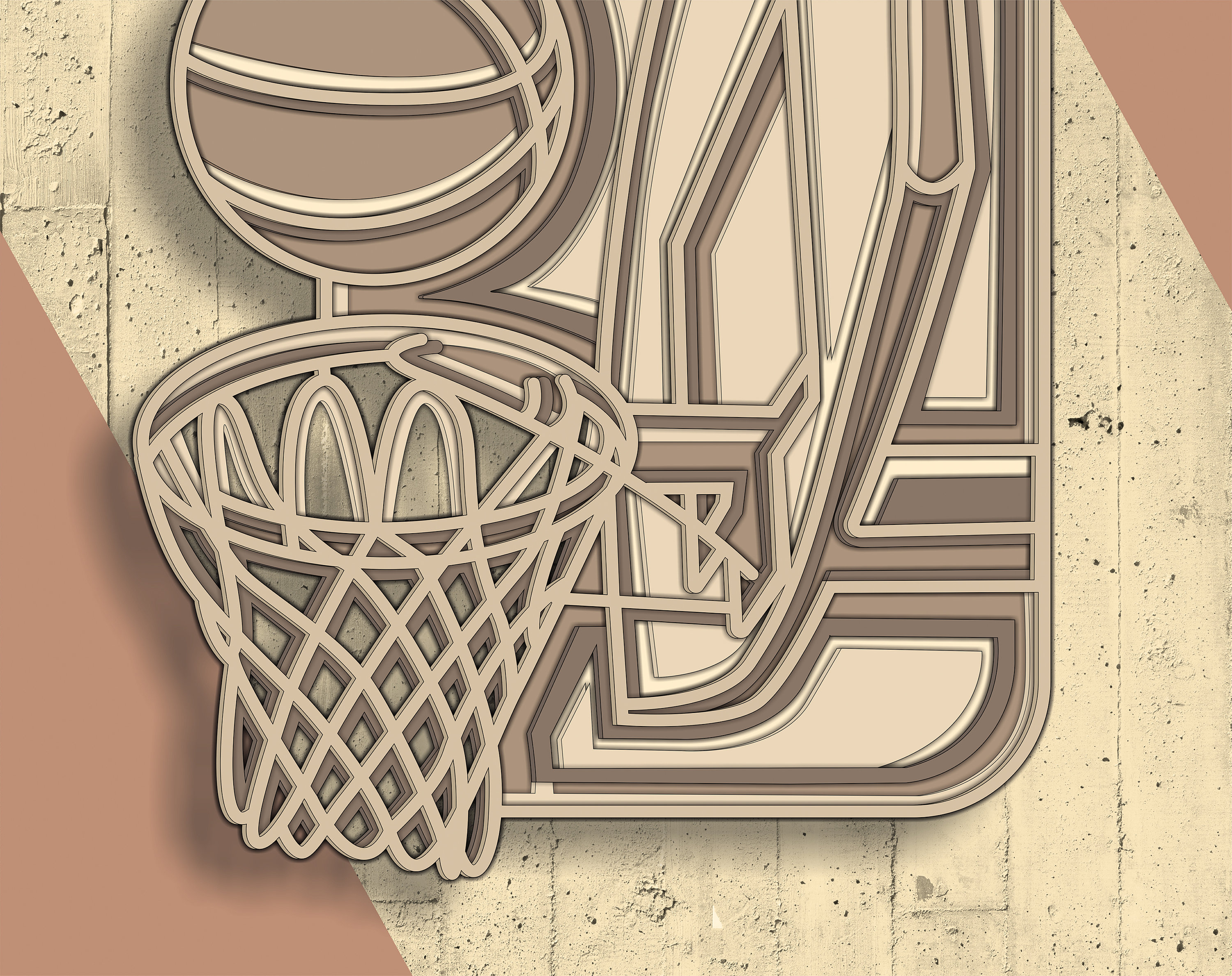 3D Basketball Layered SVG File / Laser Cut File / Sport Craft Gift ...