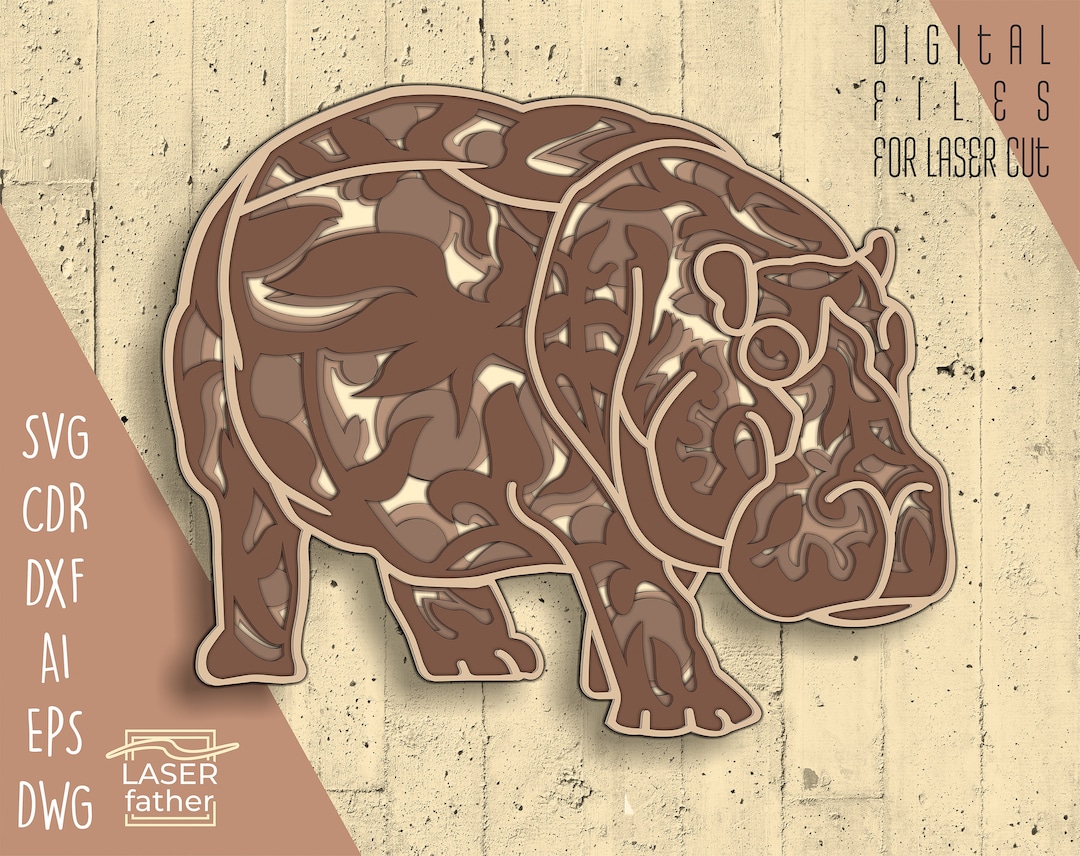 Hippo SVG Multilayered 3D File / Digital Download / Laser Cut Files ...