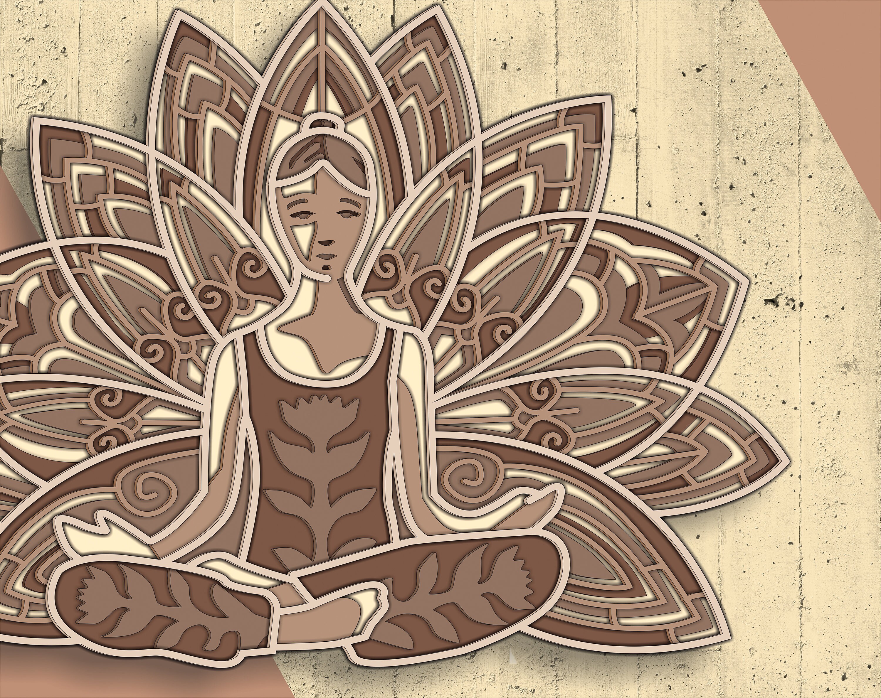 Yoga 3D Layered SVG File / Laser Cut File / Meditaitoin Gift / Instant ...