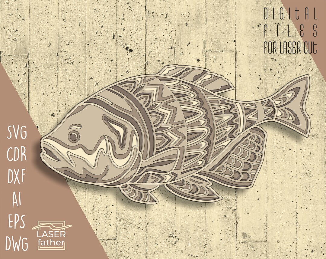 Fish 3D Multilayered SVG File / 5 Layers Laser Cut File / Mandala Craft ...