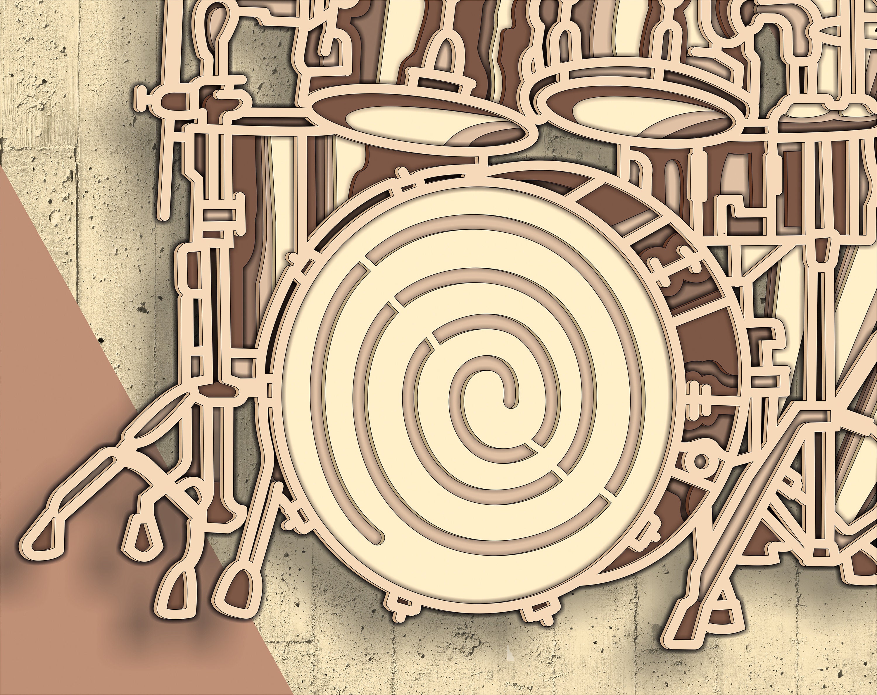 Drums 3D Layered SVG File / Mandala Laser Cut File / Gift for Music Lover / Instant Download ...