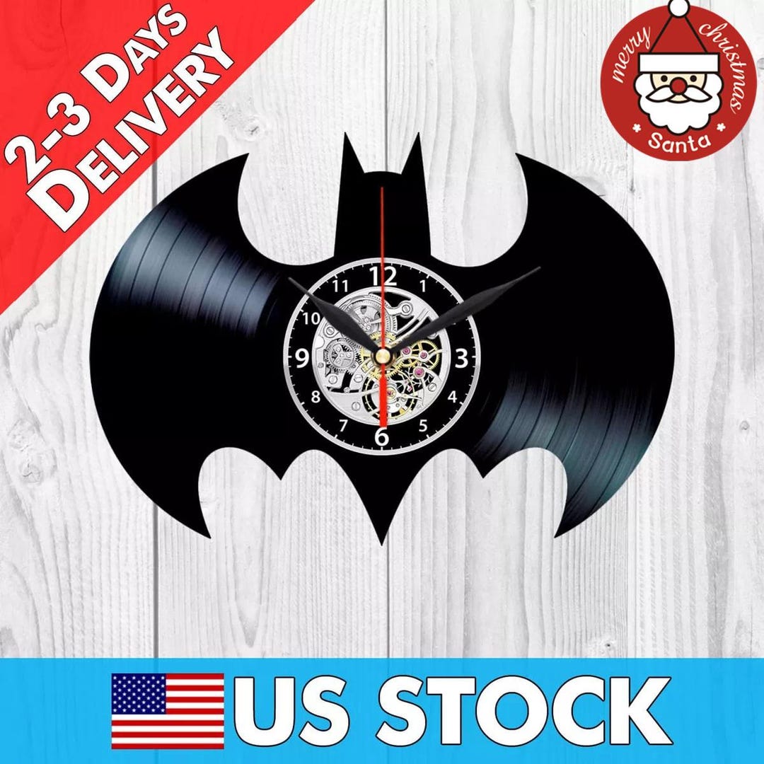 Bat Vinyl Record Clock, Christmas Gift for Son, Dark Knight Art ...