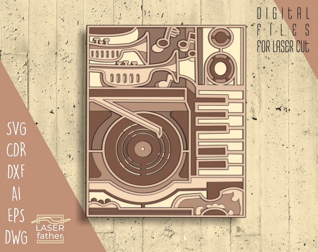 Music 3D Layered SVG File / Laser Cut File / Music Instrument Craft ...