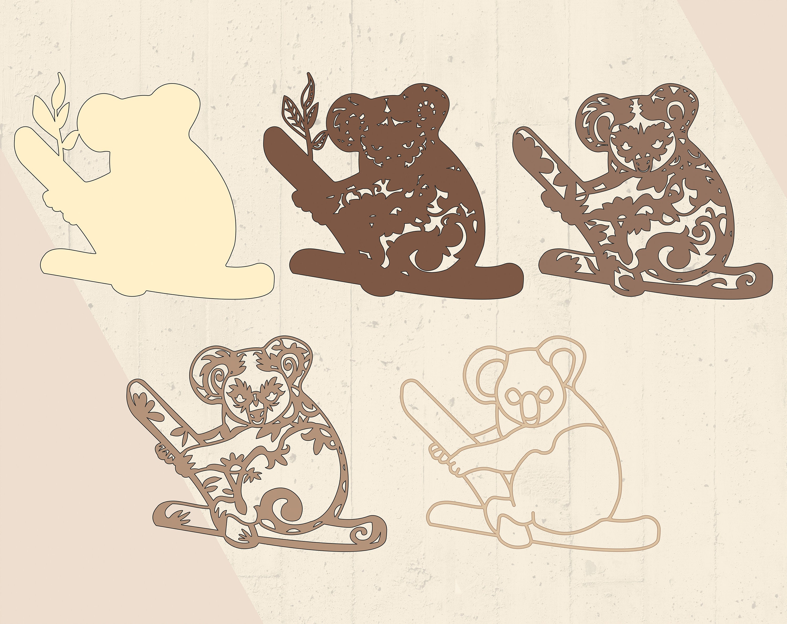 Koala 3D Layered SVG Design / Mandala Laser Cut Files / Koala Instant ...