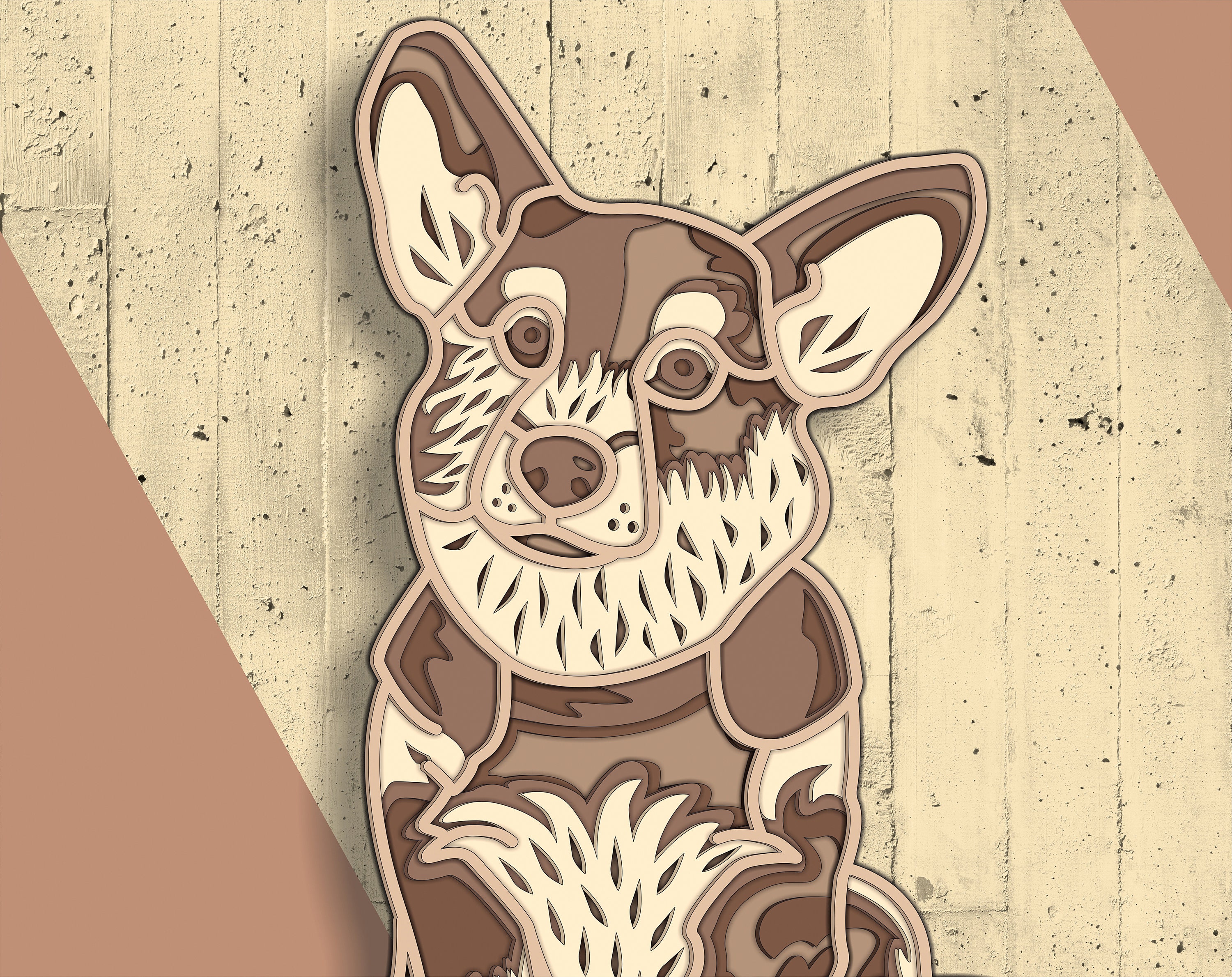 Corgi SVG Layered 3D File / Laser Cut Files/ Dog Silhouette / Digital ...