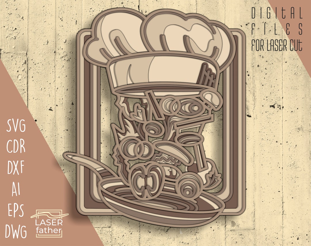 Cooking 3D Multilayer SVG/ Mandala Laser Cut Home Decor / Cooking SVG ...