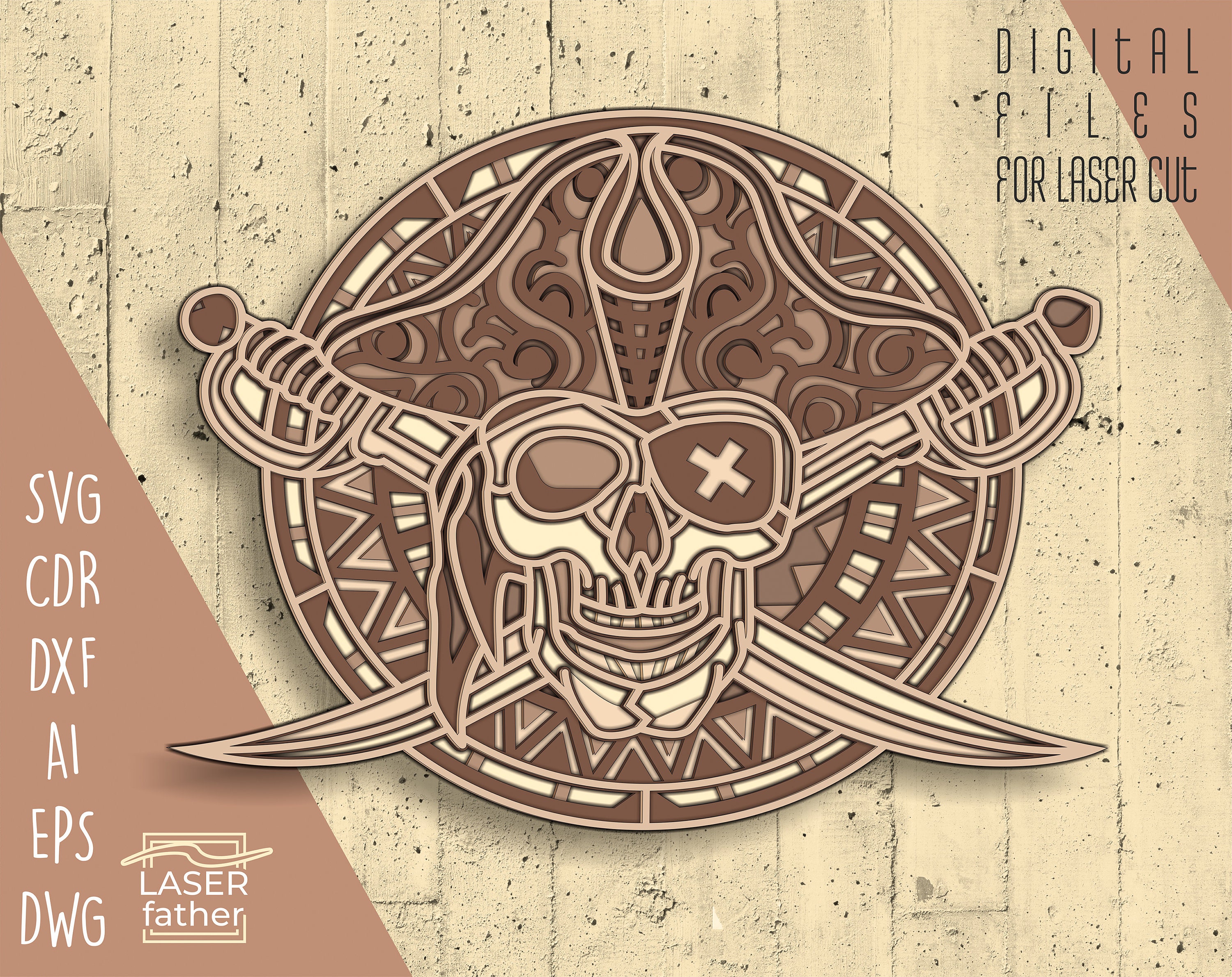 3D Pirate SVG Multilayered File / Digital Download / Laser Cut Files ...