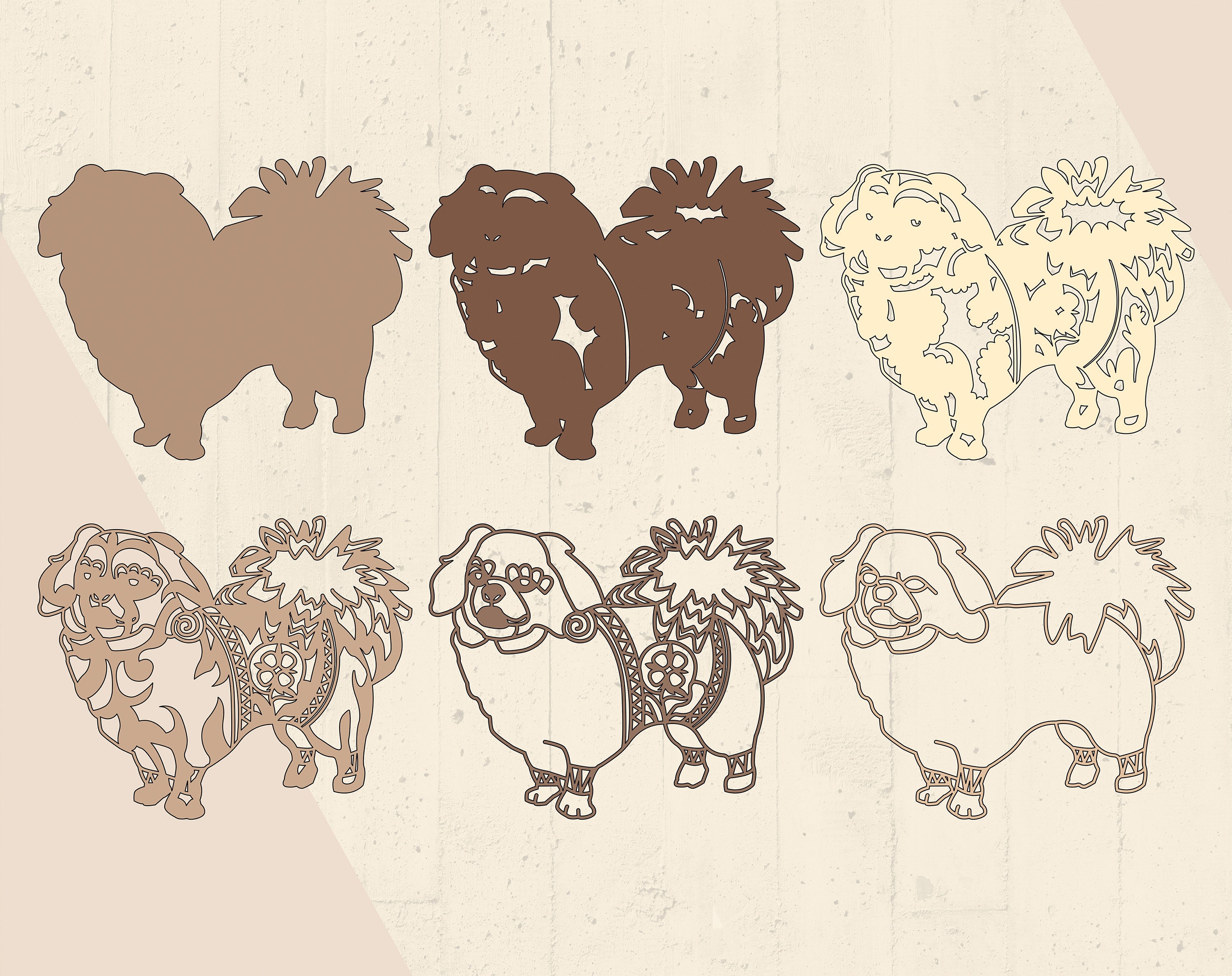 Lap Dog SVG Layered 3D File / Dog Laser Cut Files/ Pets Silhouette ...