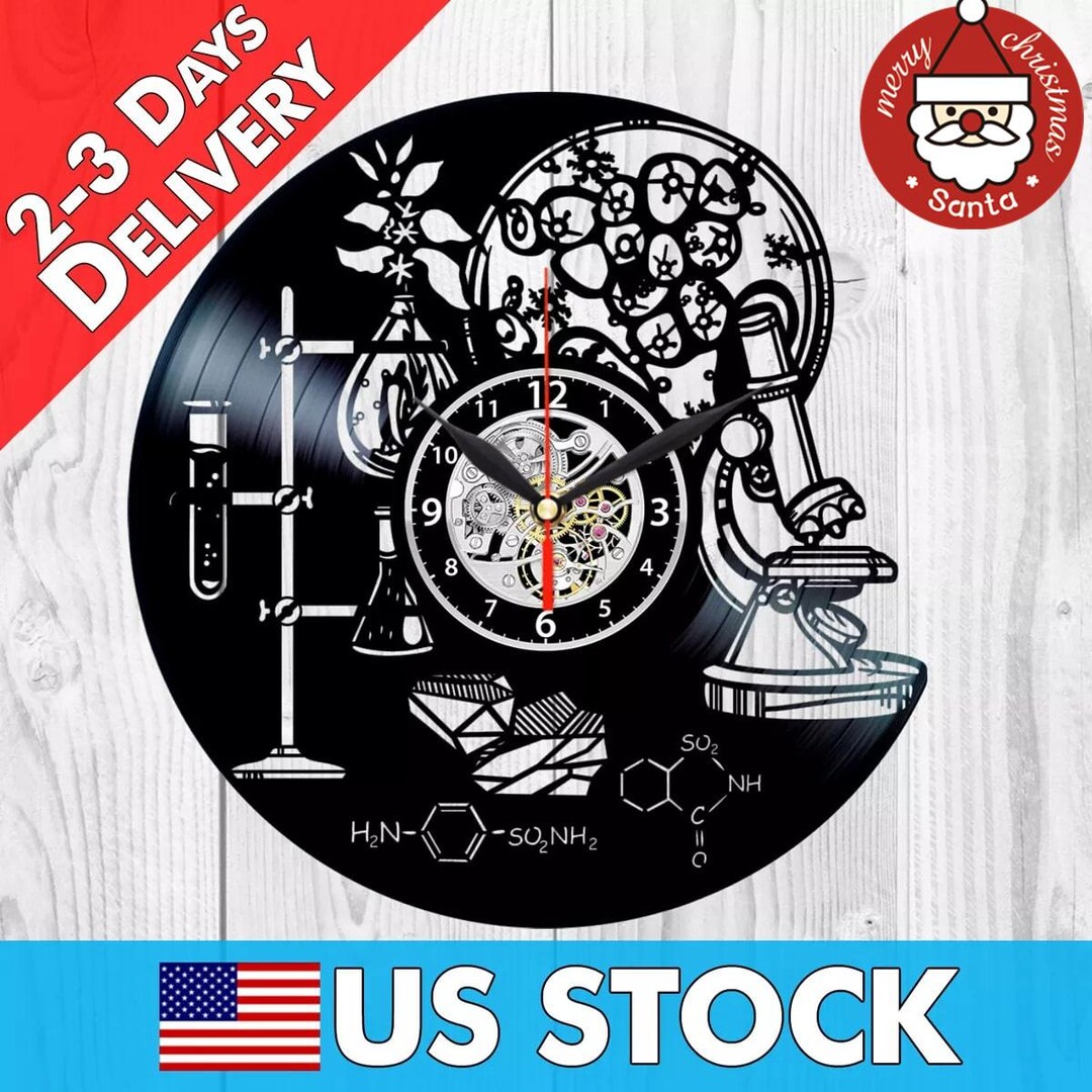 Science Vinyl Record Clock, Christmas Teacher Gifts, Science Classroom ...
