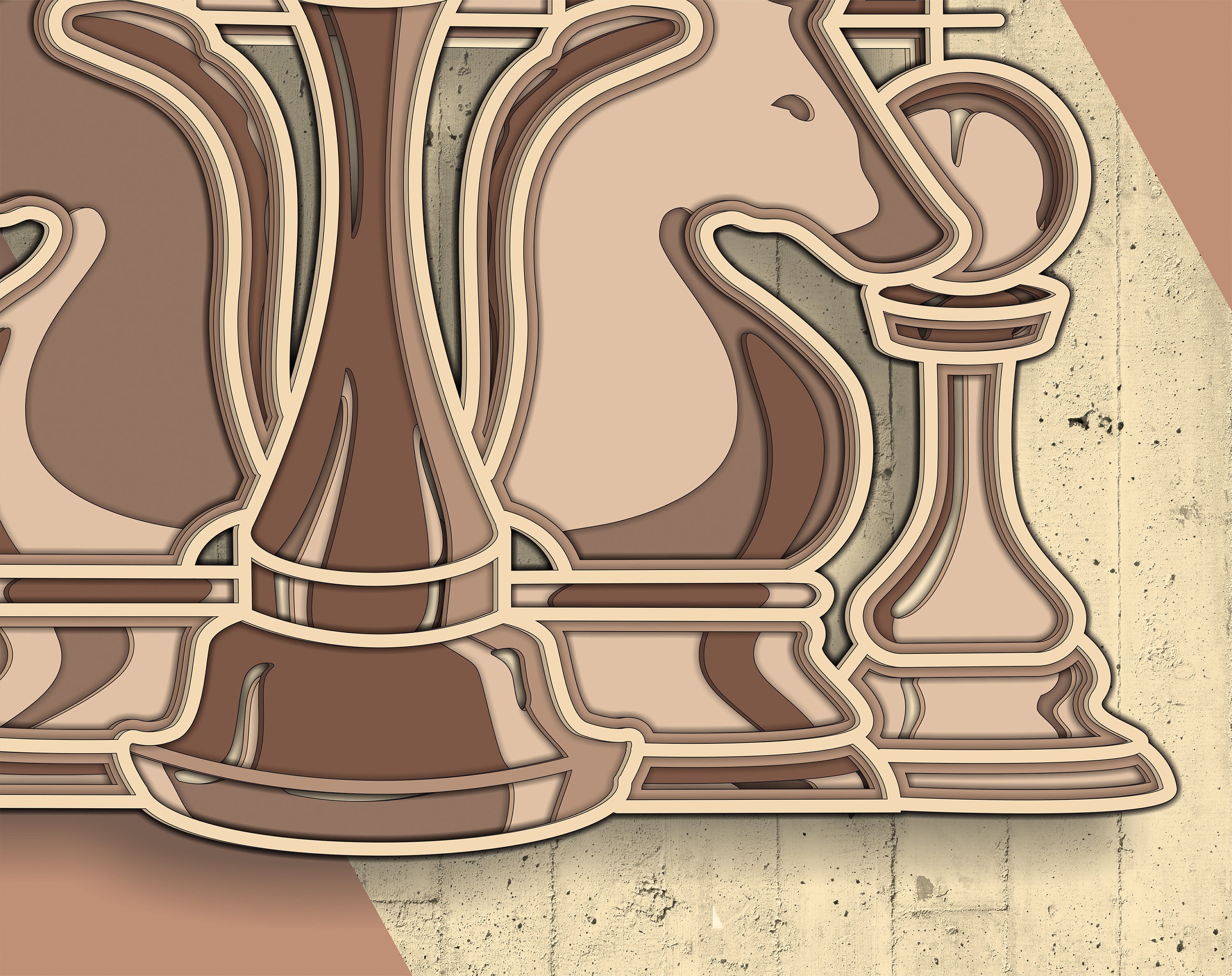 3D Chess SVG Multilayer File / Laser Cut File / Chess SVG / Digital ...