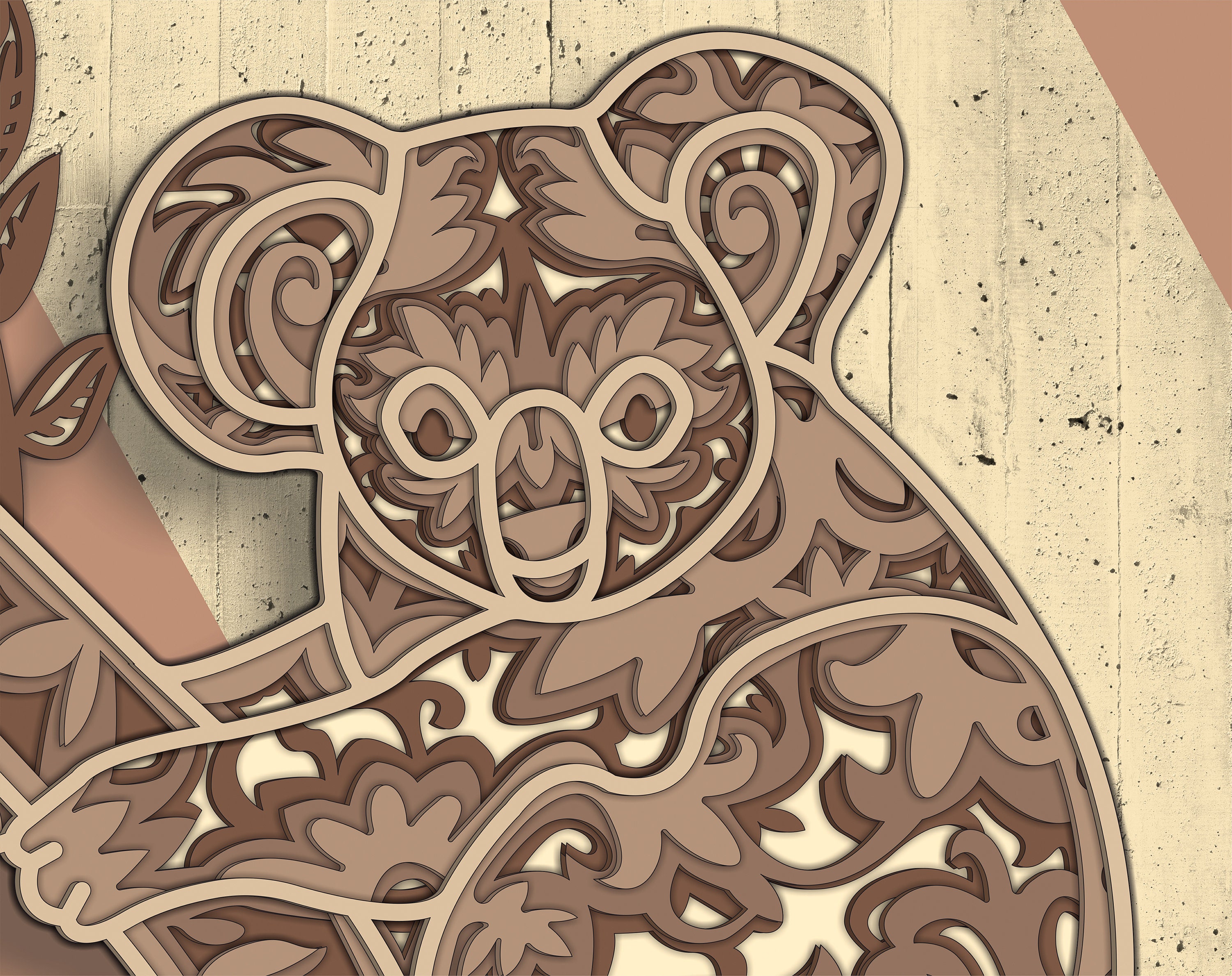 Koala 3D Layered SVG Design / Mandala Laser Cut Files / Koala Instant ...