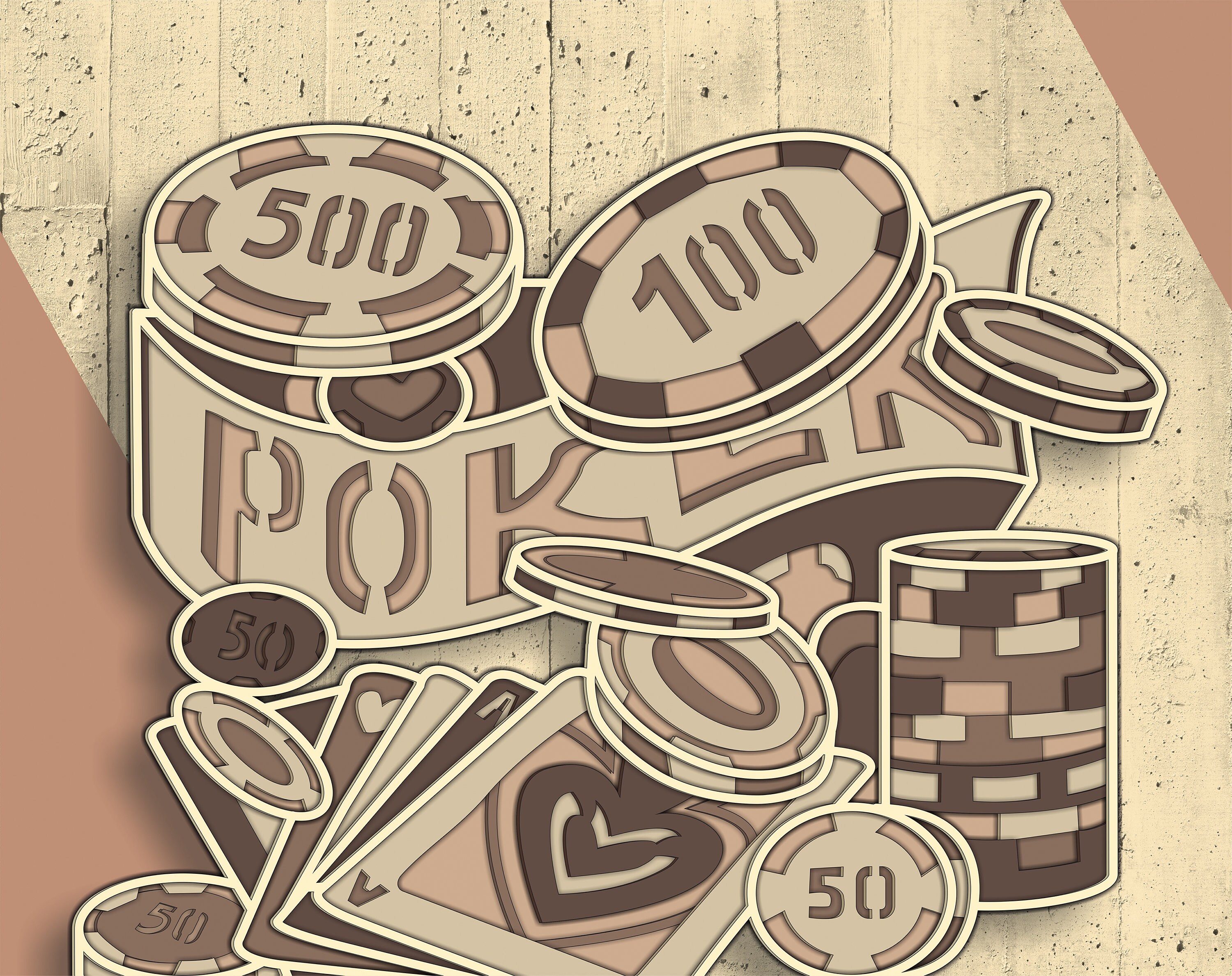 3D Poker SVG Multilayered File / Digital Download / 5 Layers Laser Cut ...