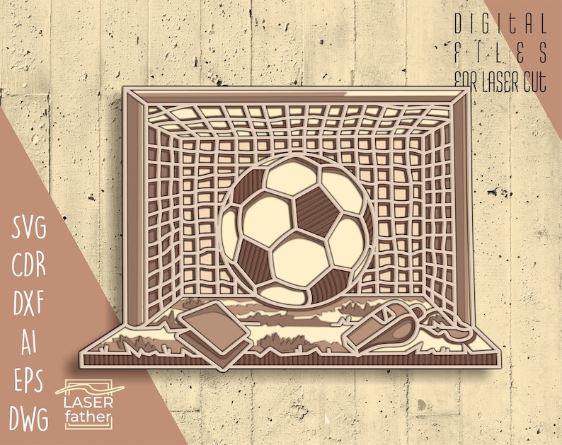 3D Football SVG Multilayer Laser Cut File / Football SVG / Digital ...