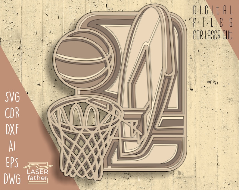 3D Basketball Layered SVG File / Laser Cut File / Sport Craft Gift ...