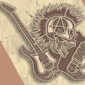 Punk Rock Guitar 3D Layered SVG File / Laser Cut File / Punk Rock Music ...