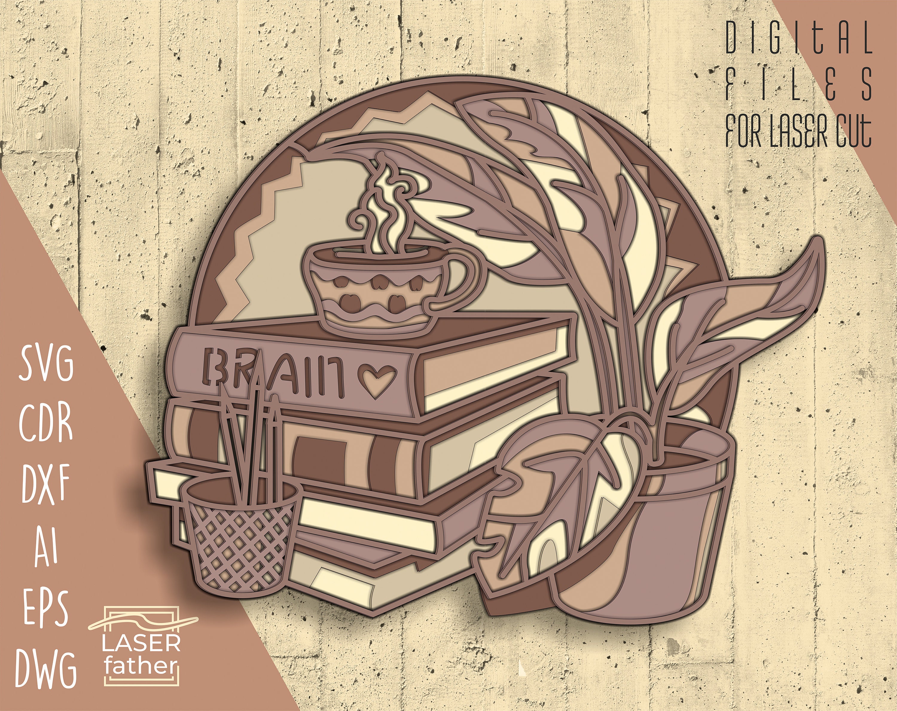 Books 3D Layered SVG File / Laser Cut File / Books Craft Gift / Instant ...