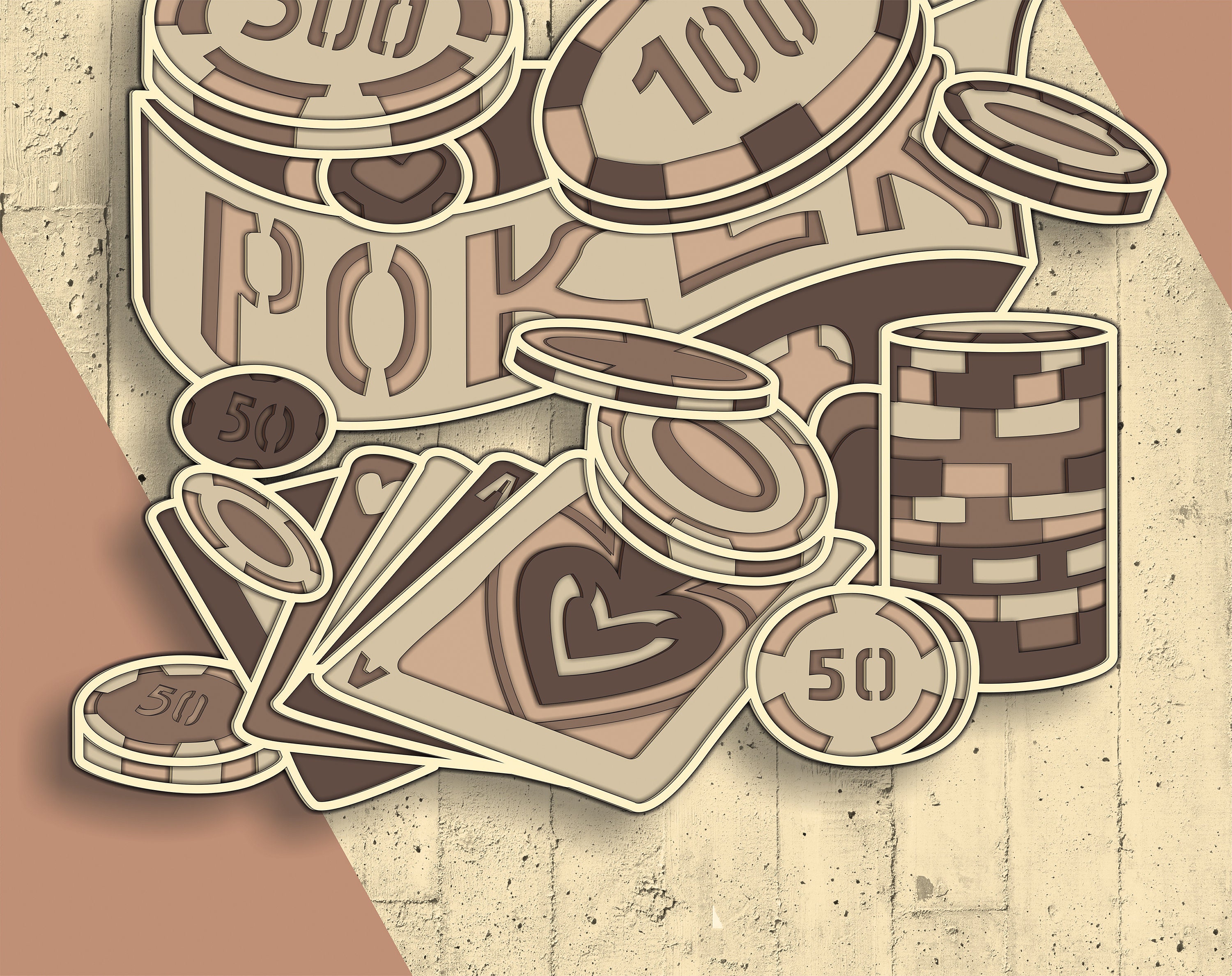 3D Poker SVG Multilayered File / Digital Download / 5 Layers Laser Cut ...