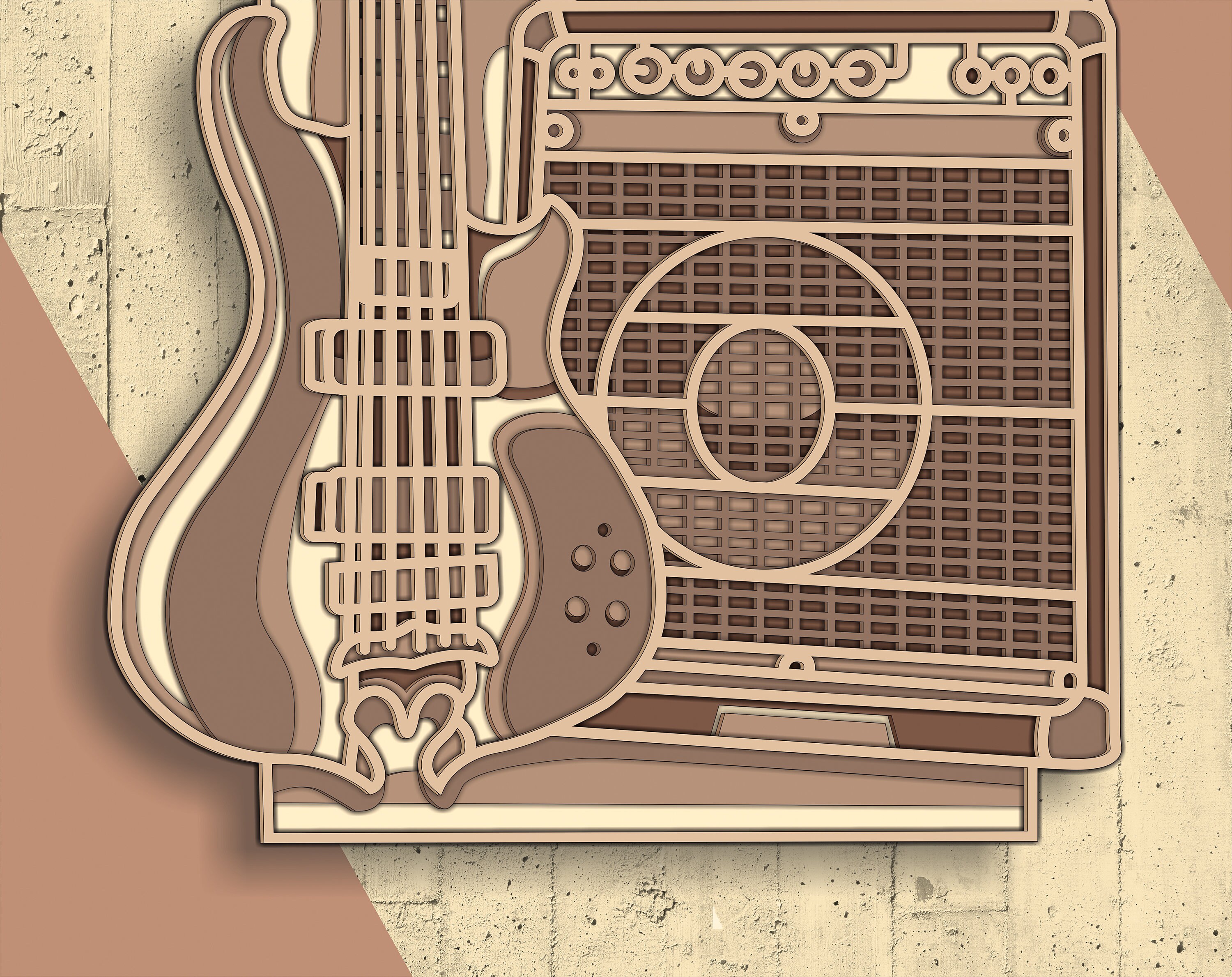 Bass Guitar 3D Layered SVG File / Laser Cut File / Gift for Music Lover ...