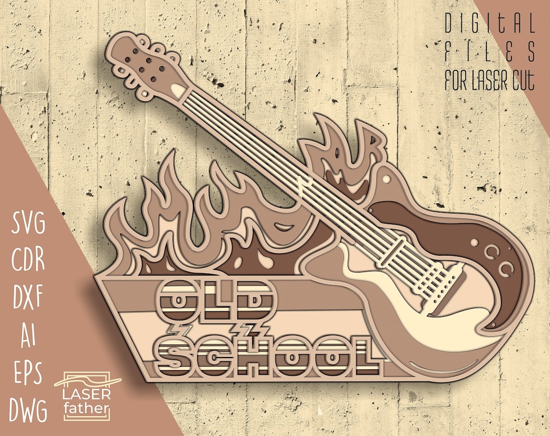 Rock Guitar 3D Layered SVG File / 5 Layers Laser Cut File / Guitar ...