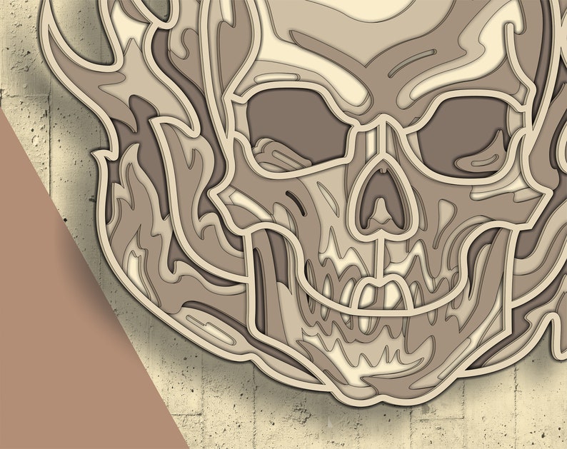 Skull 3D Layered SVG File / 5 Layers Laser Cut File / Craft Gift for ...