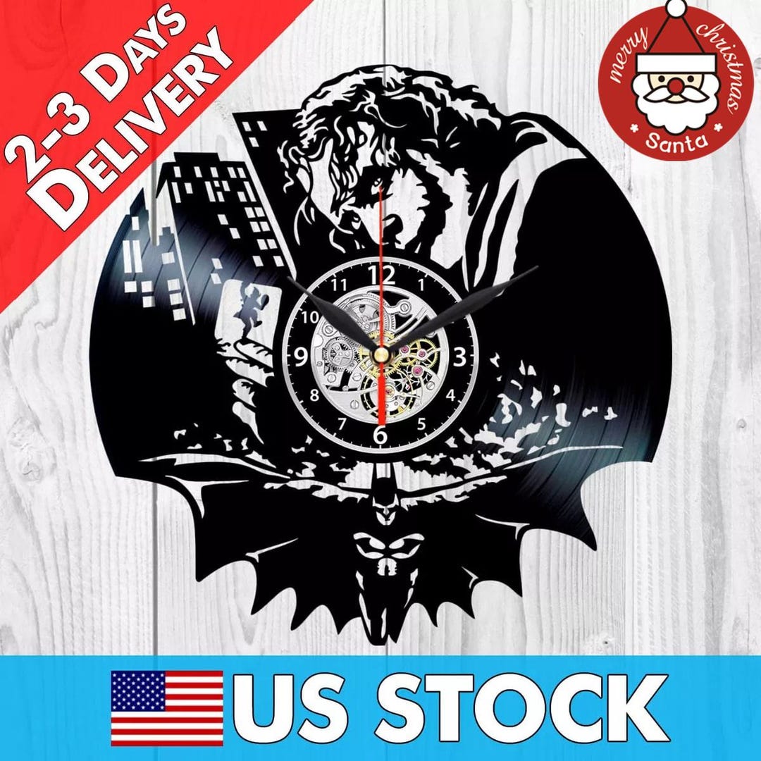 Joker and Dark Knight Vinyl Record Clock, Christmas Gift for Friend ...