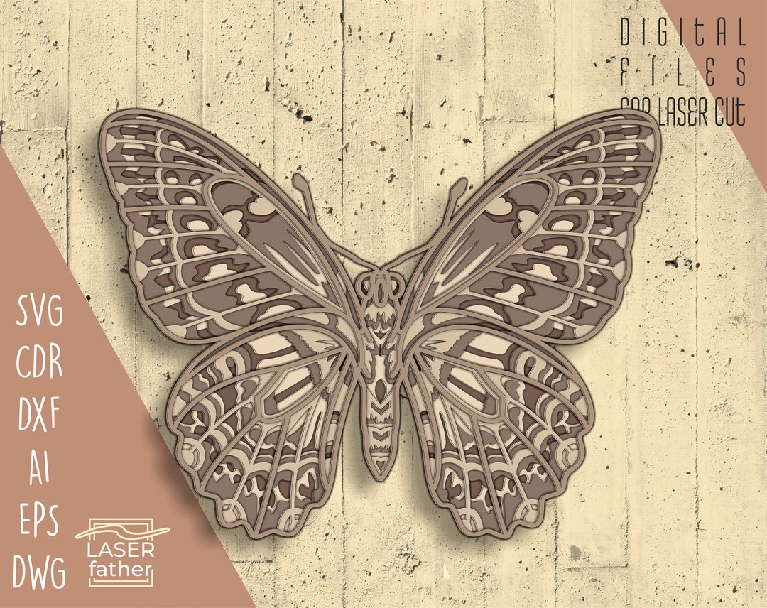 Butterfly 3D Layered SVG Design / Laser Cut Files / Butterfly Instant ...