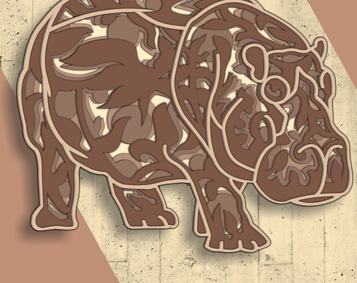 Hippo SVG Multilayered 3D File / Digital Download / Laser Cut Files ...