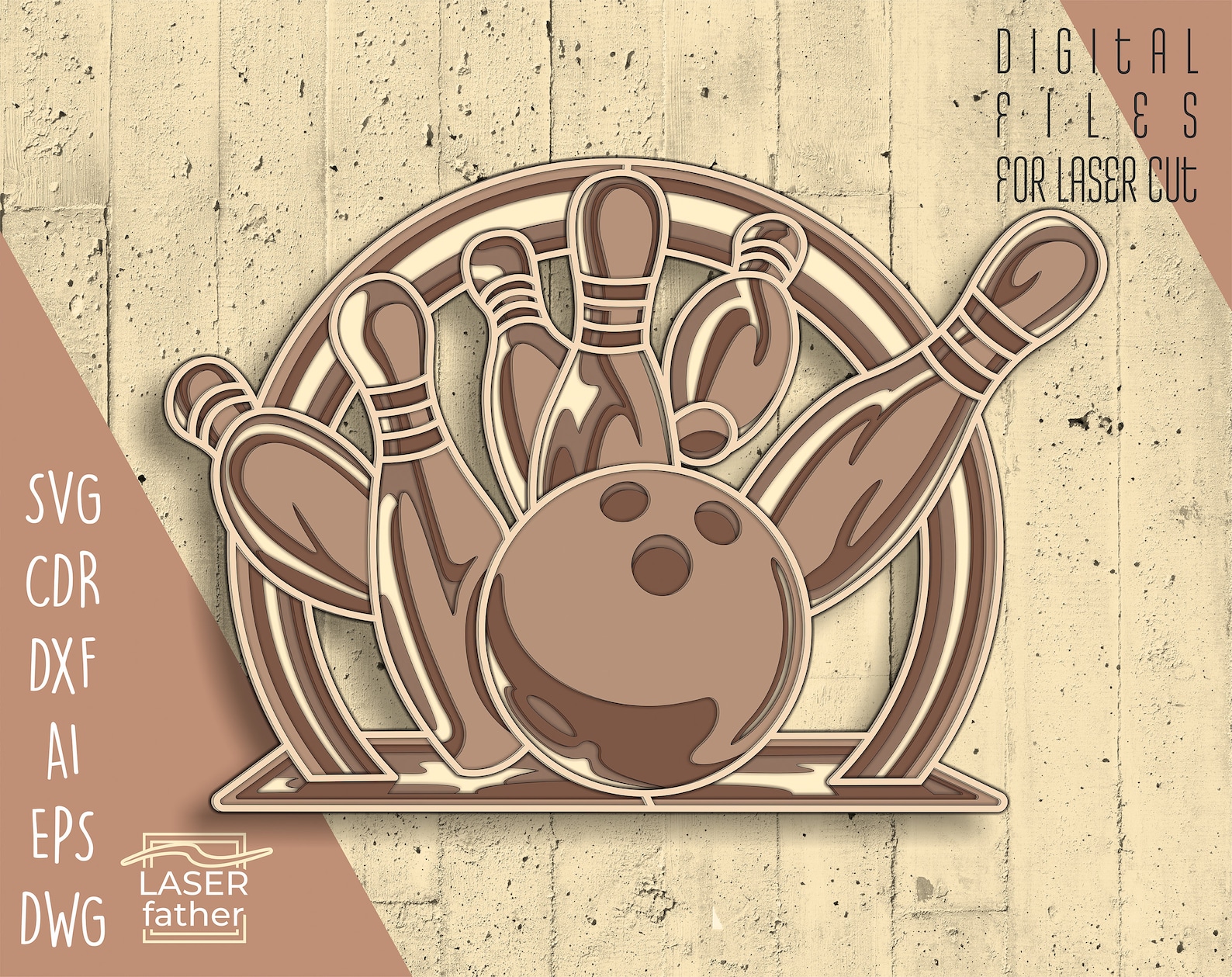 Bowling 3D Multilayered SVG File / 5 Layers Laser Cut File / Gift for ...