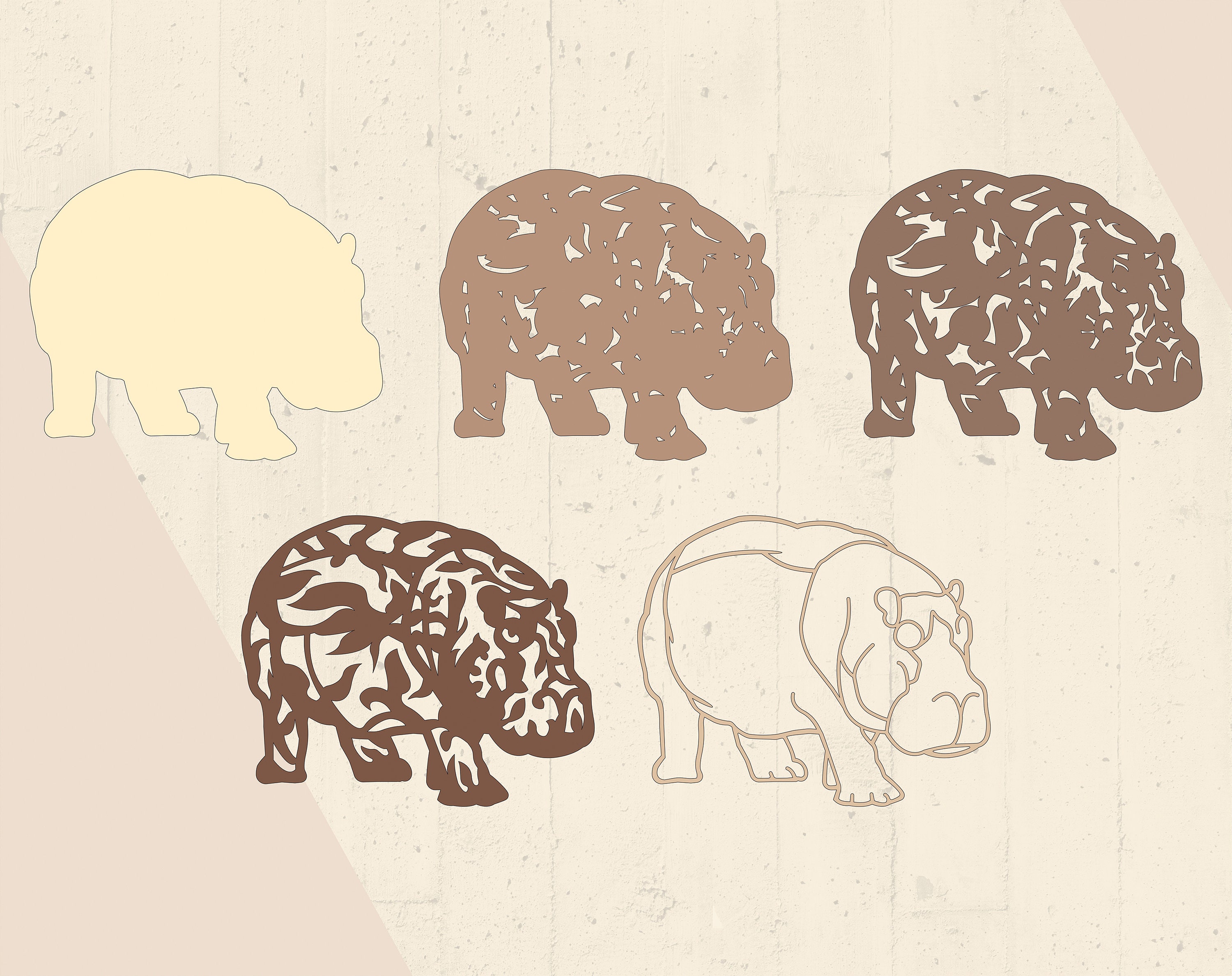 Hippo SVG Multilayered 3D File / Digital Download / Laser Cut Files ...
