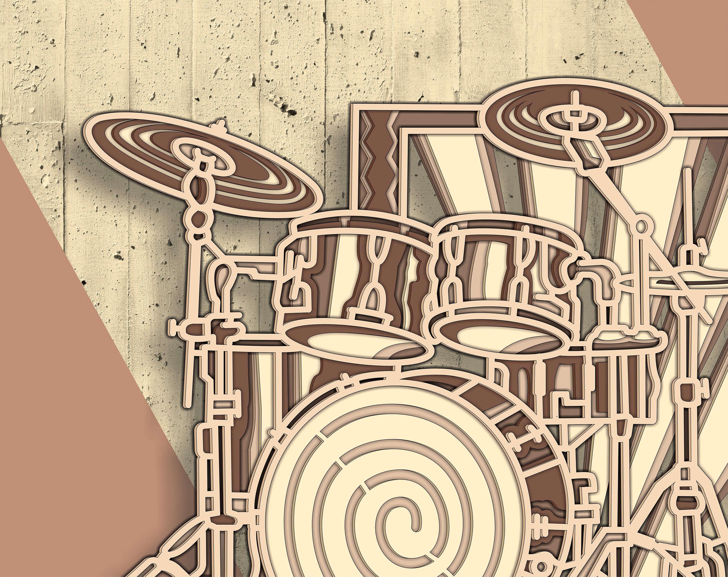 Drums 3D Layered SVG File / Mandala Laser Cut File / Gift for Music Lover / Instant Download ...