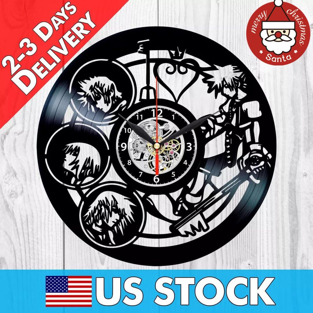 Kingdom Hearts Vinyl Record Clock, Kids Playroom Decor, Video Game Wall ...