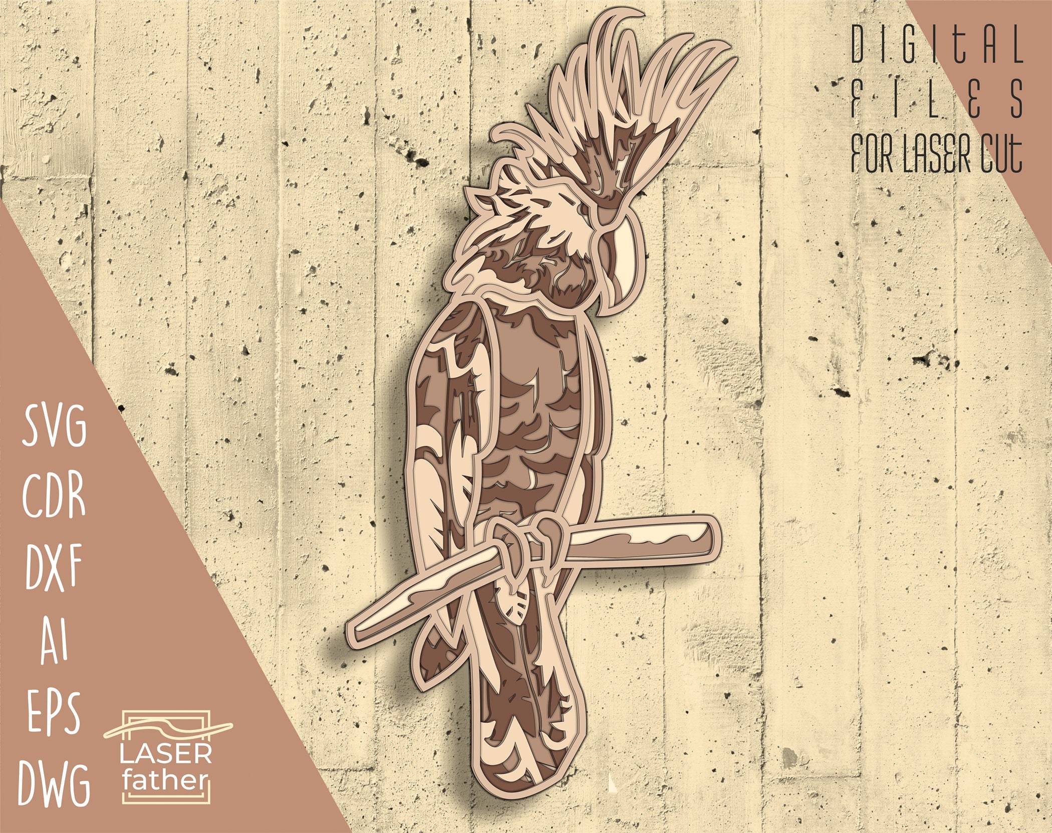 Parrot SVG Layered 3D Design / Laser Cut Files / 5 Layers Parrot ...