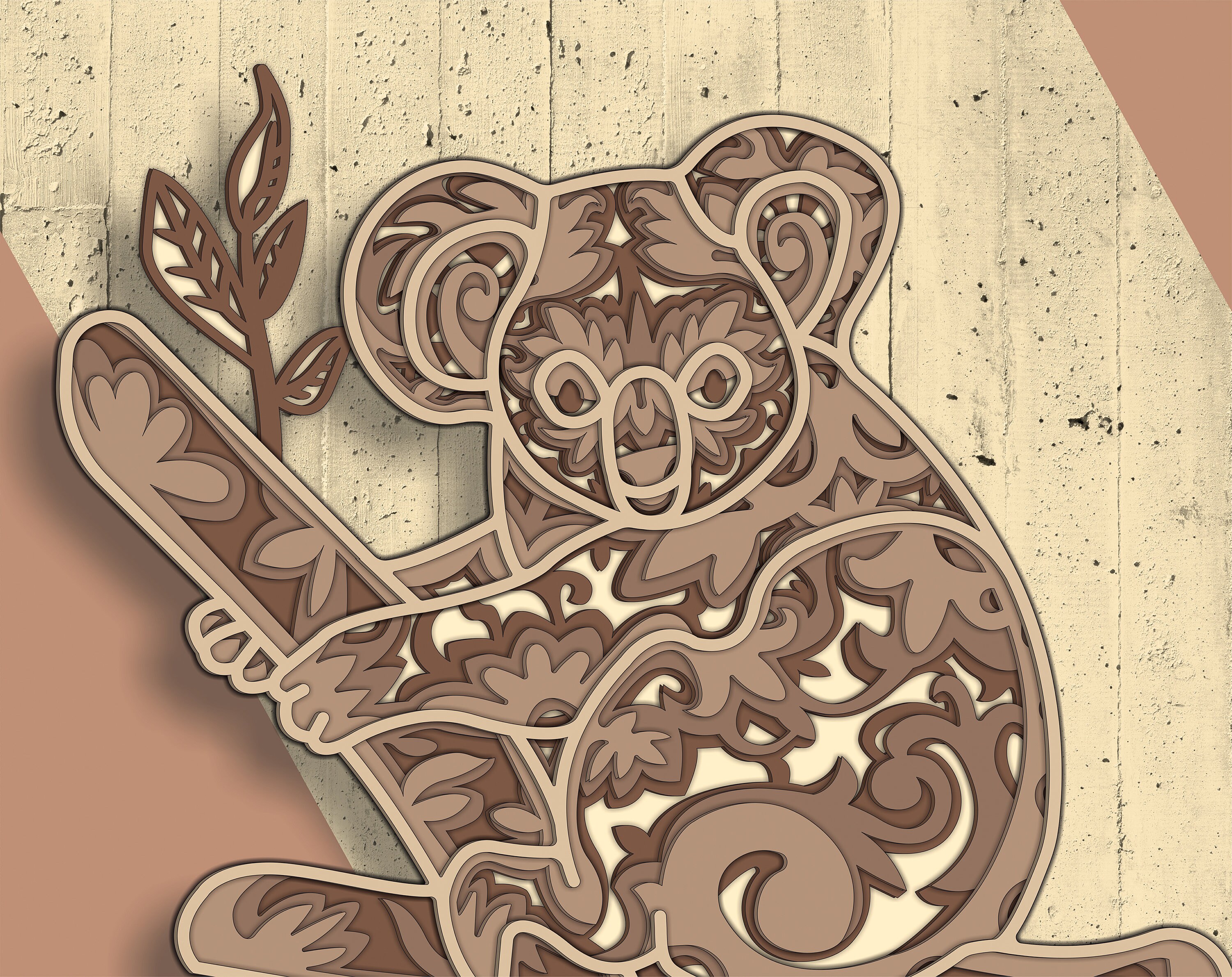 Koala 3D Layered SVG Design / Mandala Laser Cut Files / Koala Instant ...
