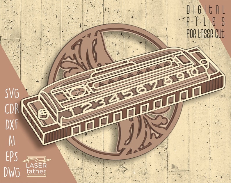 Harmonica 3D Multilayered SVG File / Laser Cut File / Gift for Crafter ...