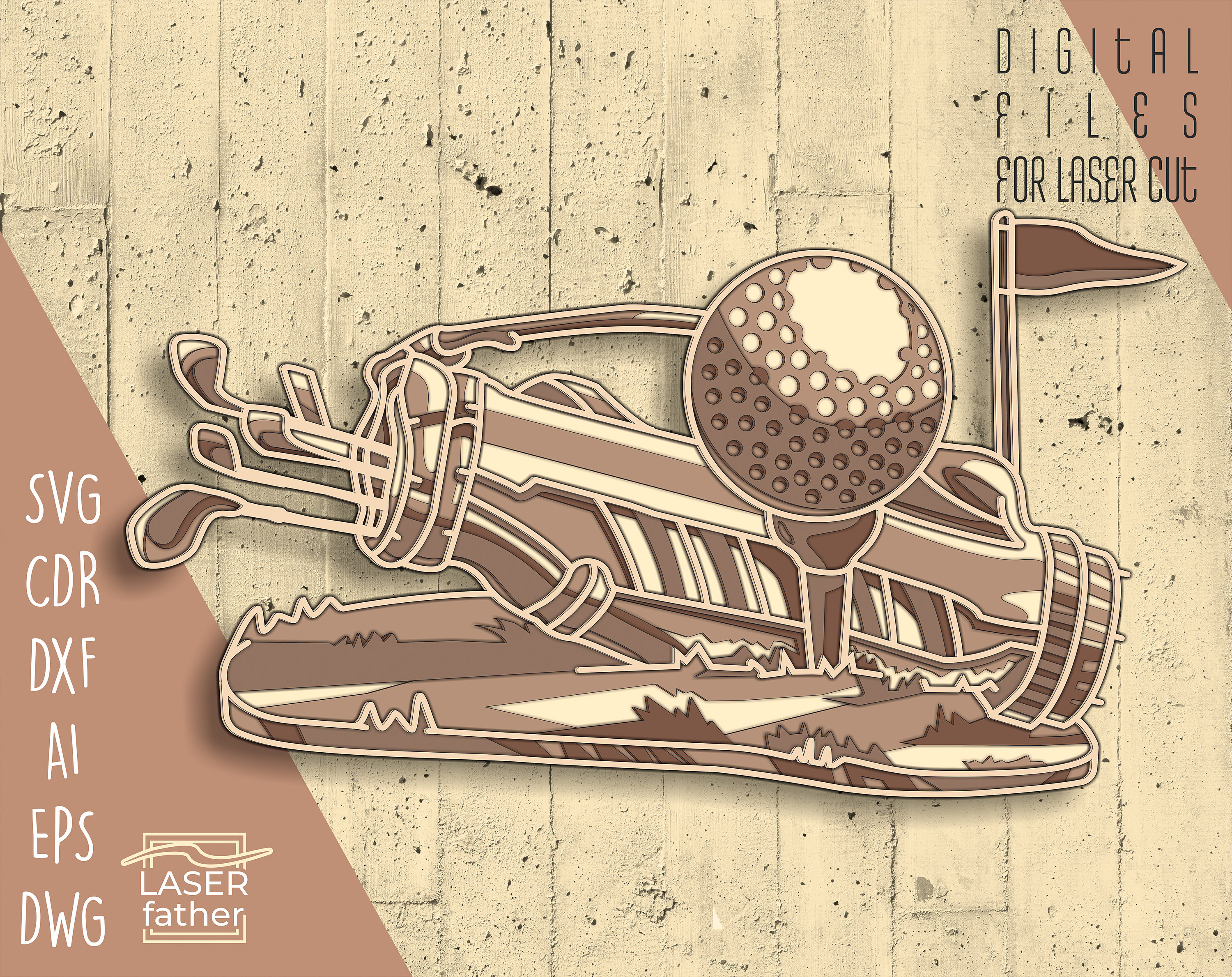 Golf 3D Layered SVG Laser Cut File / Golf SVG / Sport Lover Gift / Instant Download / Ai Cdr Png ...