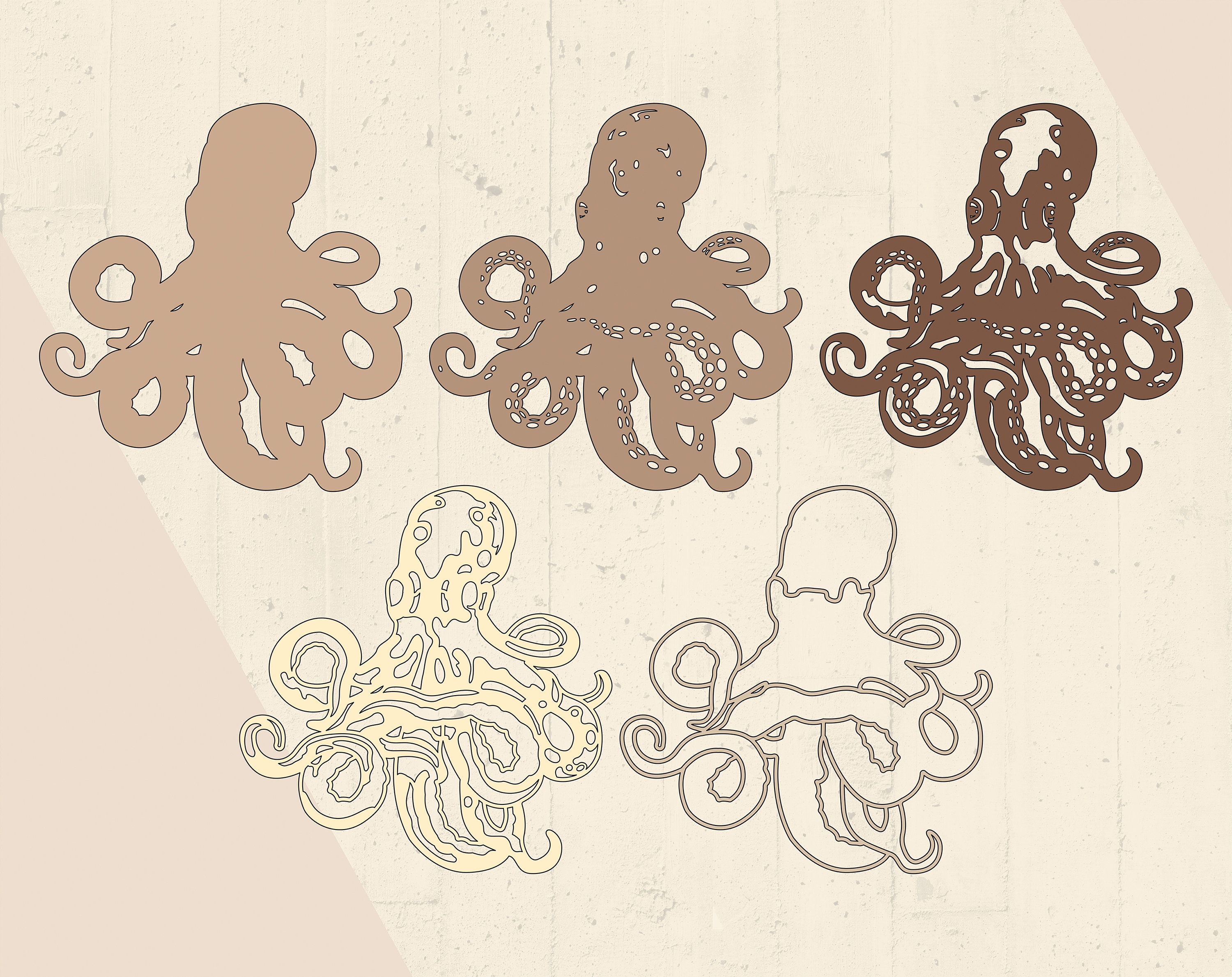Octopus SVG Multilayered 3D Design / Laser Cut Files / Octopus Digital ...