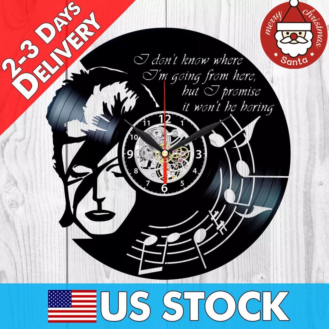 David Bowie Vinyl Record Clock, Christmas Gift for Dad, Rock Music ...