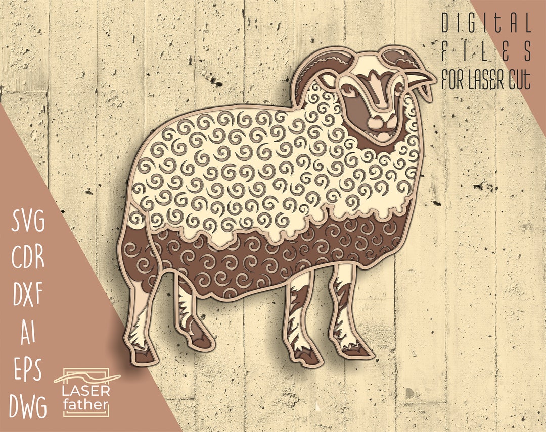 3D Ram Layered SVG File/ 5 Layers Laser Cut Files Home Decor / Instant ...