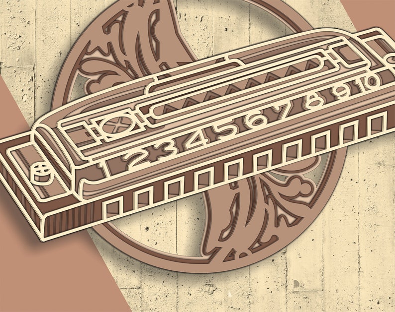 Harmonica 3D Multilayered SVG File / Laser Cut File / Gift for Crafter ...
