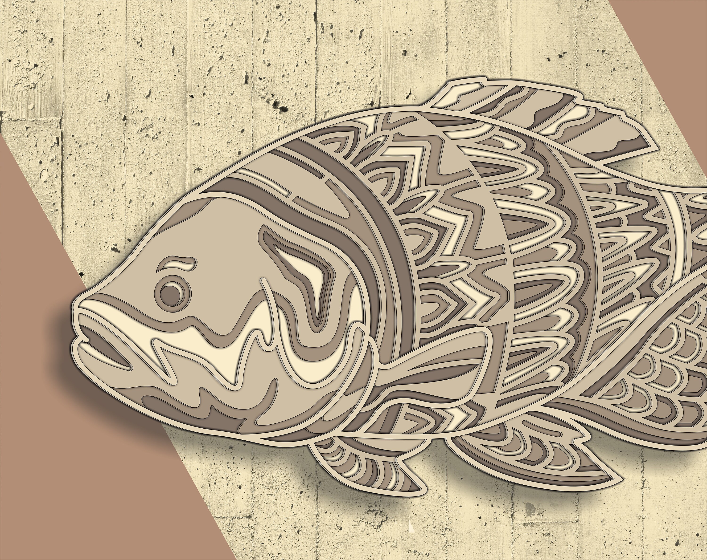Fish 3D Multilayered SVG File / 5 Layers Laser Cut File / Mandala Craft ...