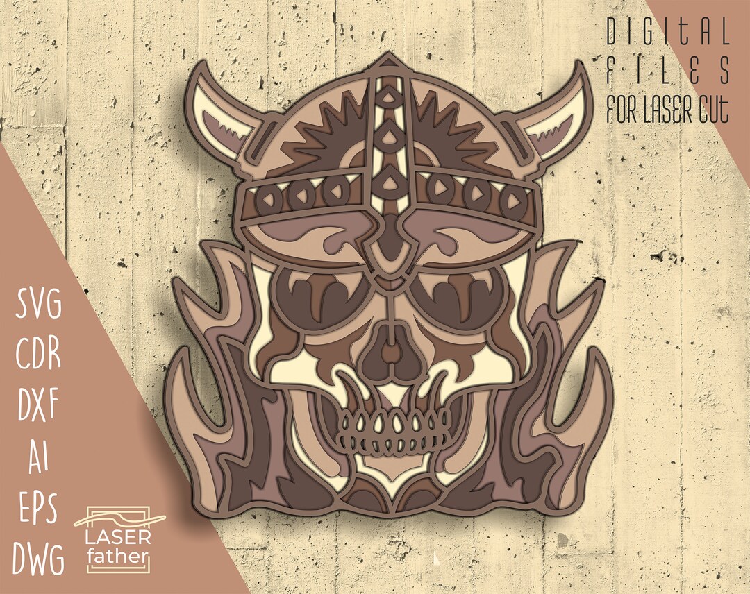 3D Skull Layered SVG File / Laser Cut File / Skull Craft Gift for Him ...