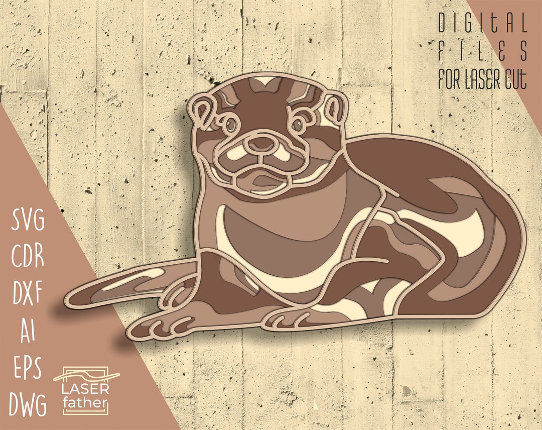 3D Otter Multilayered SVG Design / Laser Cut Files / Animal Home Decor ...