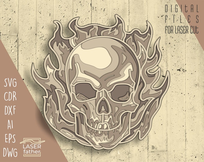 Skull 3D Layered SVG File / 5 Layers Laser Cut File / Craft Gift for ...
