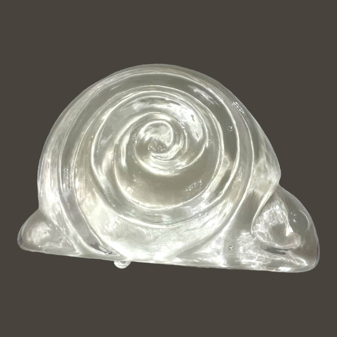Blenko Style Clear Glass Snail in Shell Paperweight No Sticker - Etsy